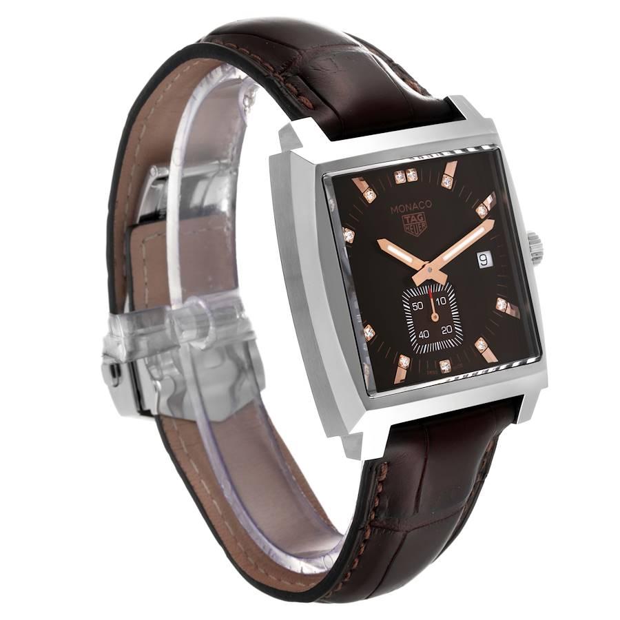 Tag Heuer Monaco Steel Brown Diamond Dial Ladies Watch WAW131E Box Card ...