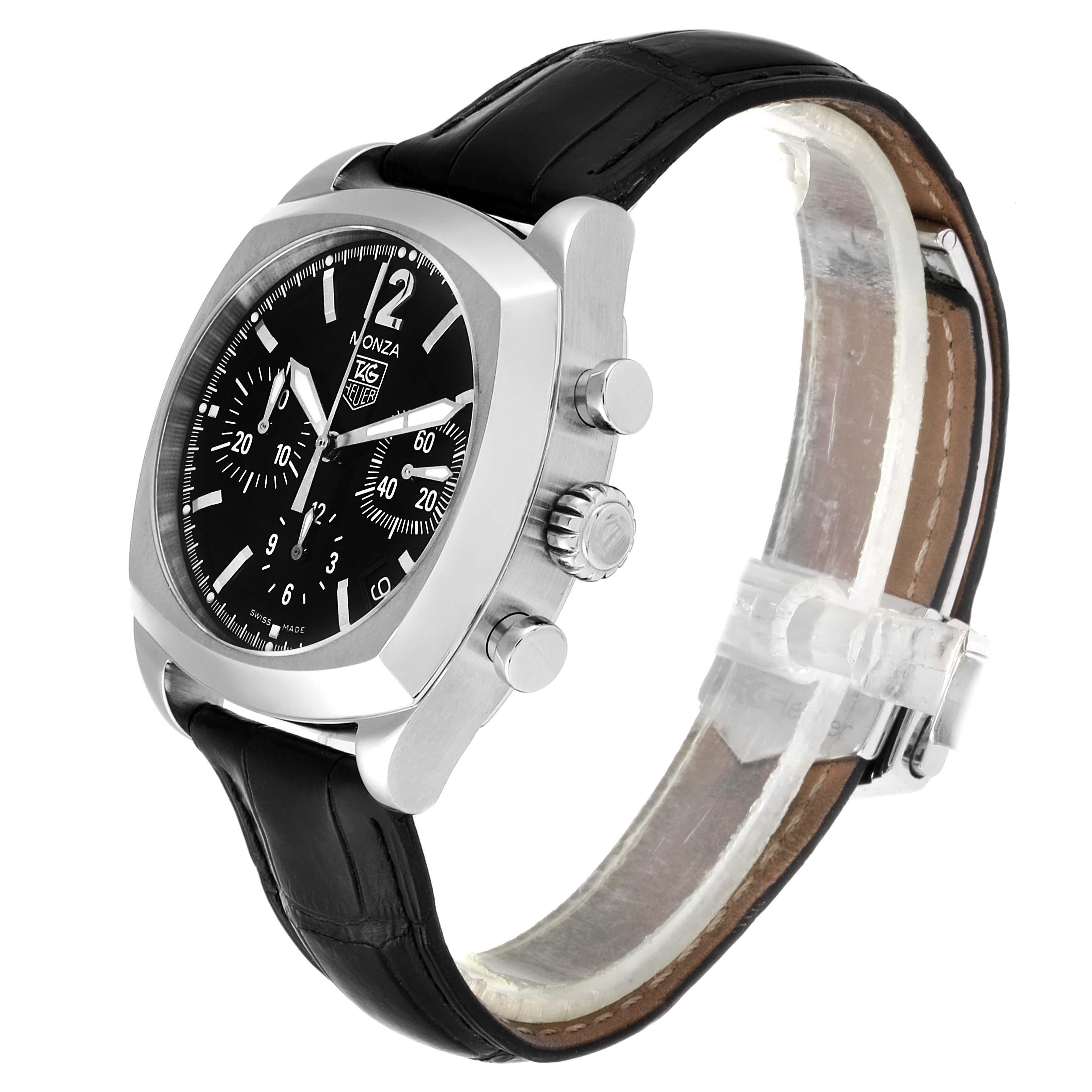 TAG Heuer Monza Black Dial Chronograph Steel Men's Watch CR2113 Box ...