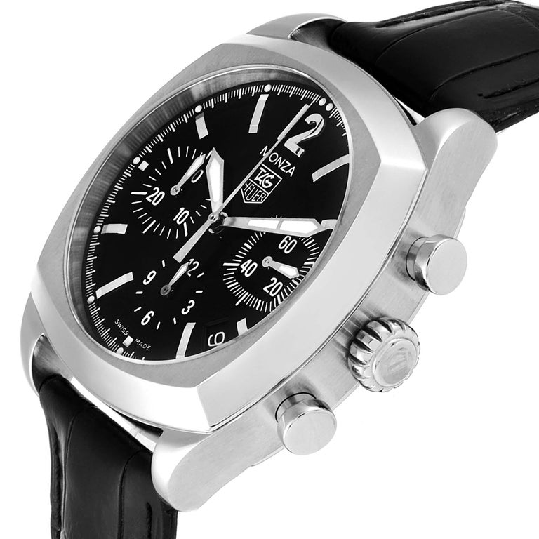 TAG Heuer Monza Black Dial Chronograph Steel Men's Watch CR2113 Box ...