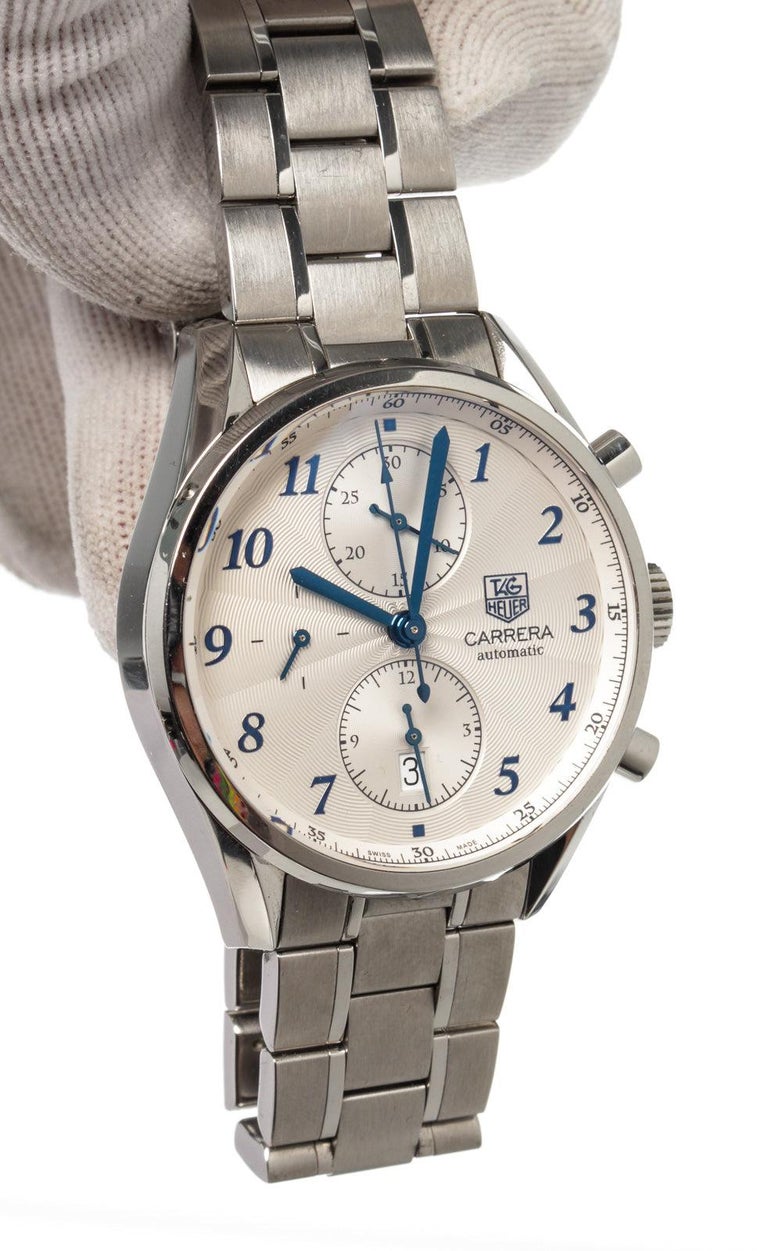 Tag Heuer Silver Carrera Calibr Watch at 1stDibs