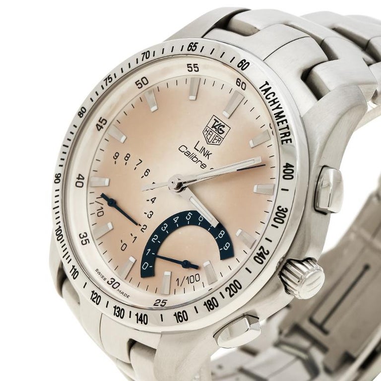 Tag Heuer Silver White Stainless steel Link Calibre S Men's Wristwatch ...