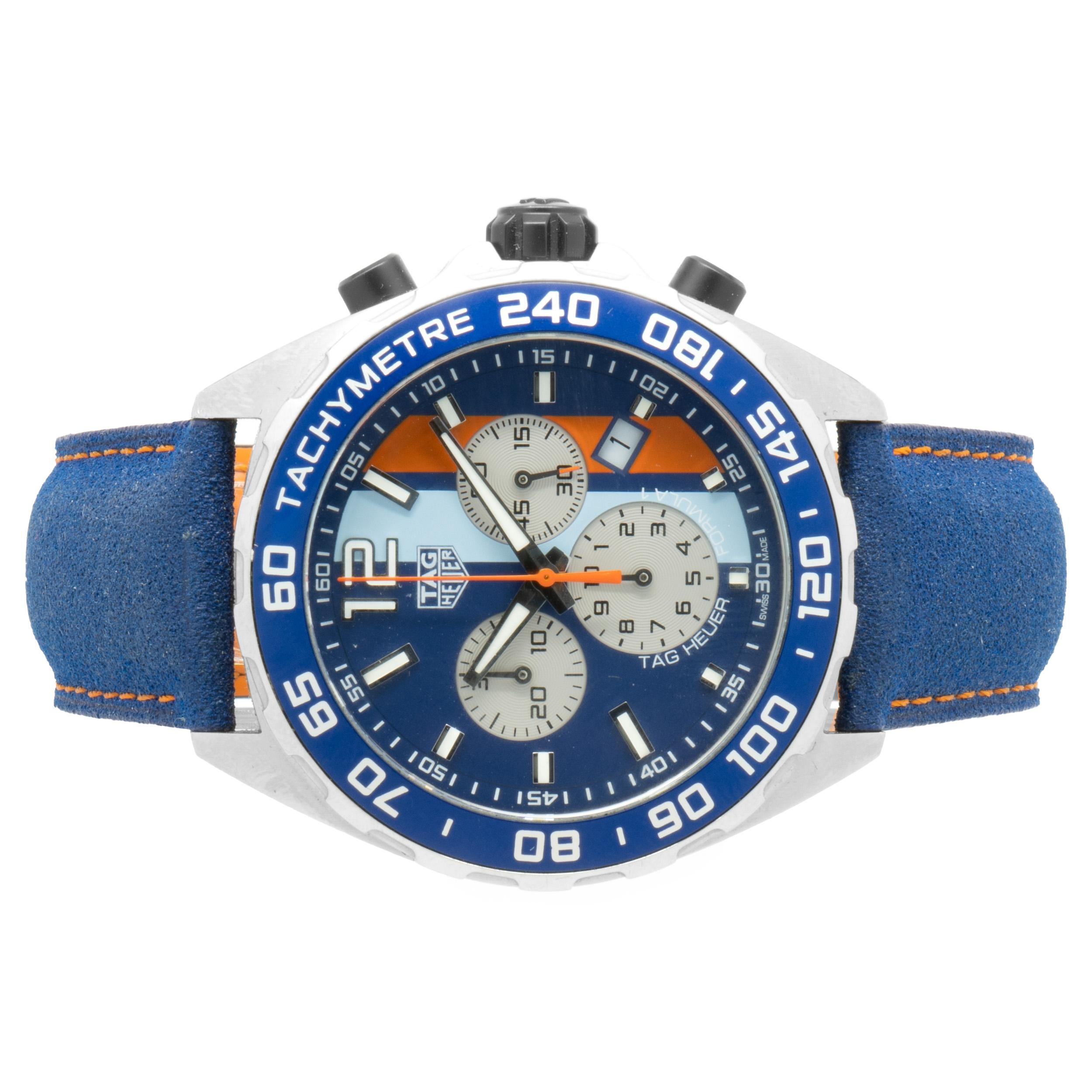 Tag Heuer Stainless Steel Formula 1 Gulf Racing Chronograph For Sale at ...