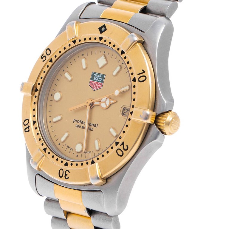 Tag Heuer Two Tone Stainless Steel Professional Men's Wristwatch 38 mm ...
