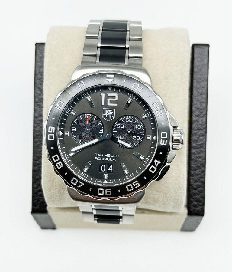Tag Heuer WAU111C Formula 1 Black Dial Ceramic Steel Band Box Paper ...