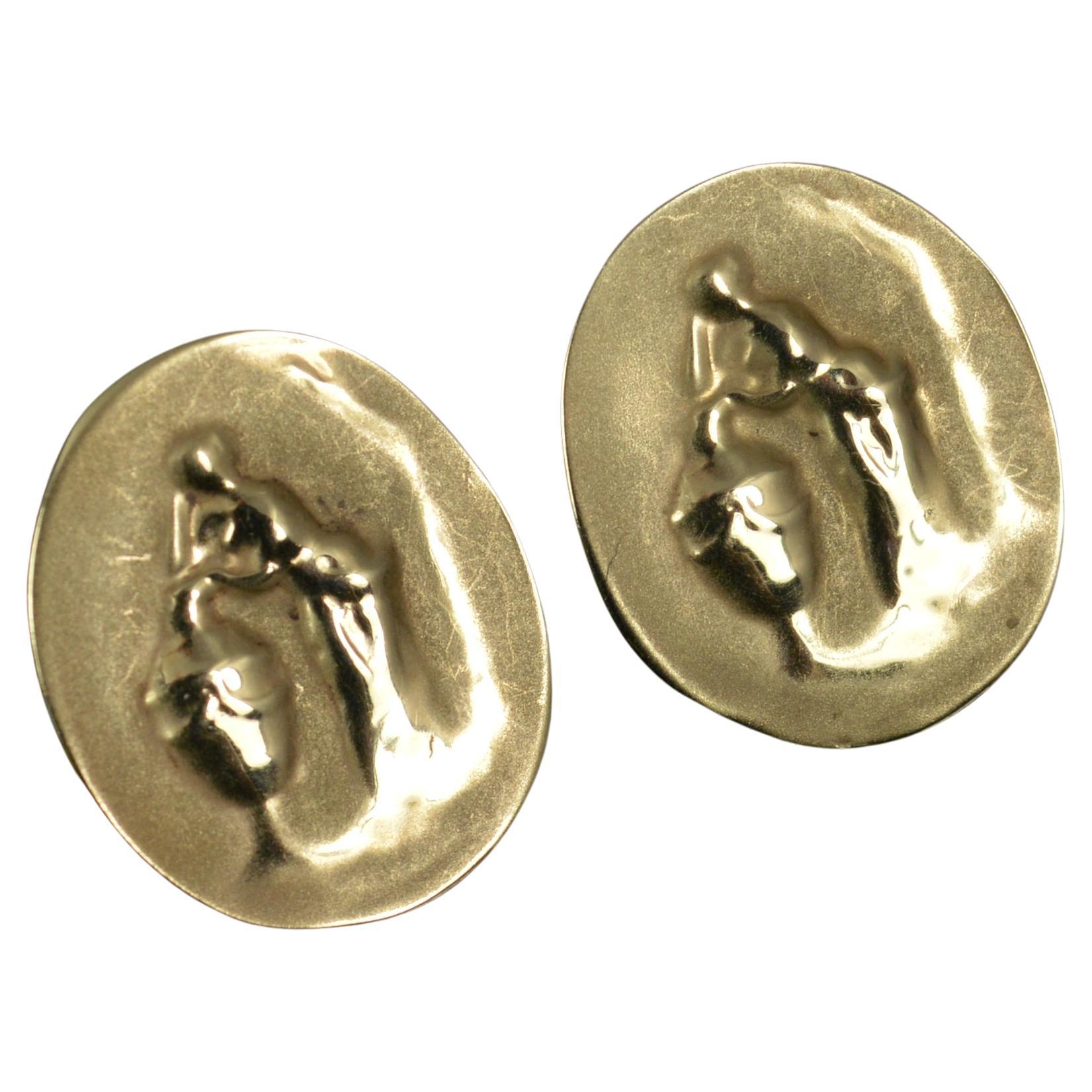 2 Carat Diamonds Yellow Gold Disc Earrings at 1stDibs