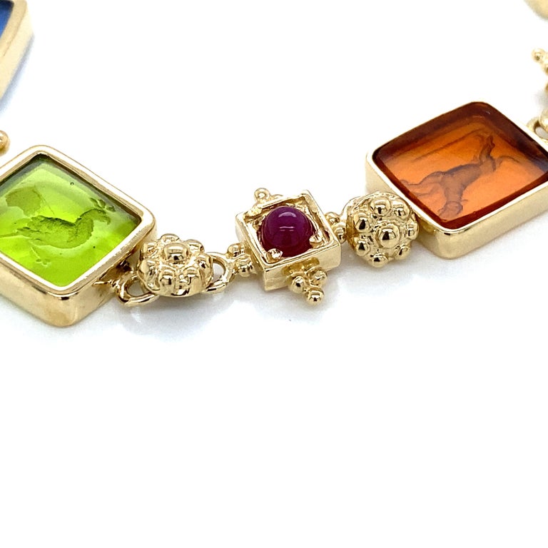 Tagliamonte Ruby Colored Venetian Glass 14k Yellow Gold Bracelet For ...