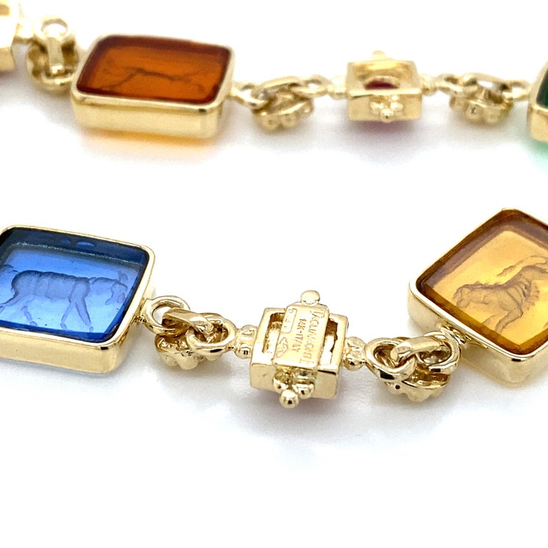 Tagliamonte Ruby Colored Venetian Glass 14k Yellow Gold Bracelet For ...