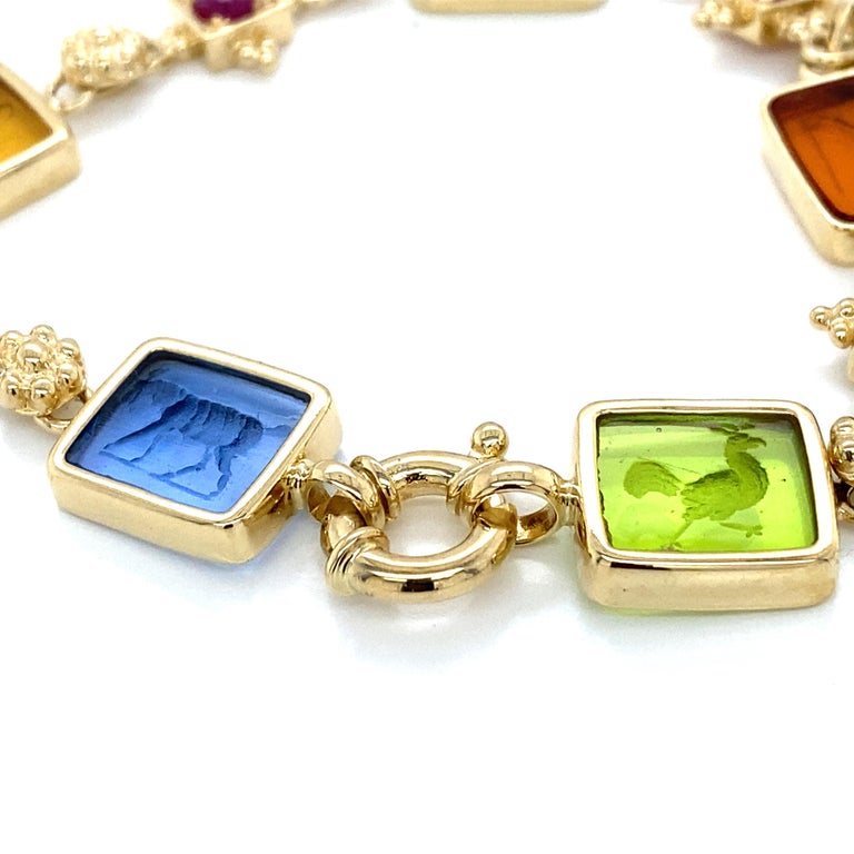 Tagliamonte Ruby Colored Venetian Glass 14k Yellow Gold Bracelet For ...