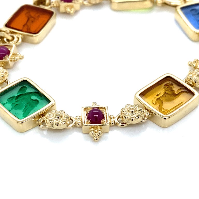 Tagliamonte Ruby Colored Venetian Glass 14k Yellow Gold Bracelet For ...