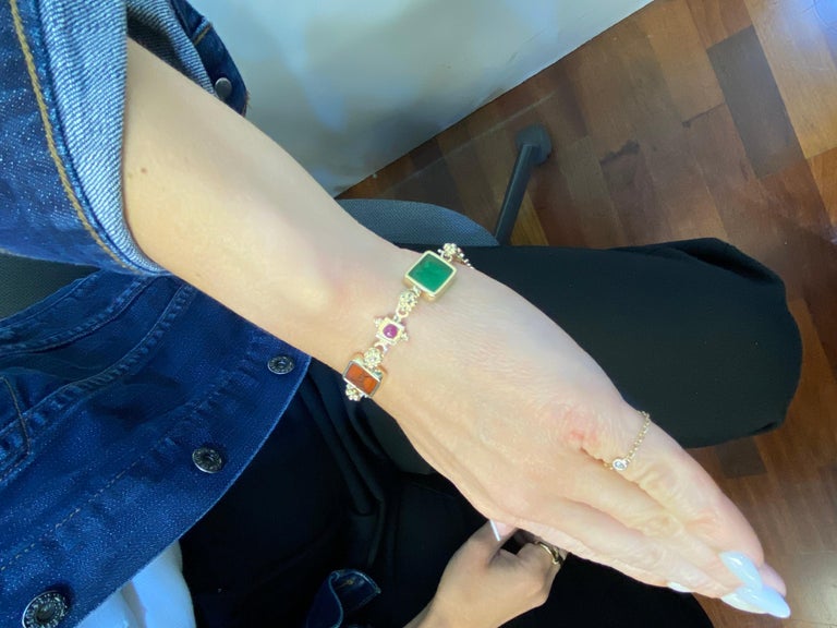 Tagliamonte Ruby Colored Venetian Glass 14k Yellow Gold Bracelet For ...