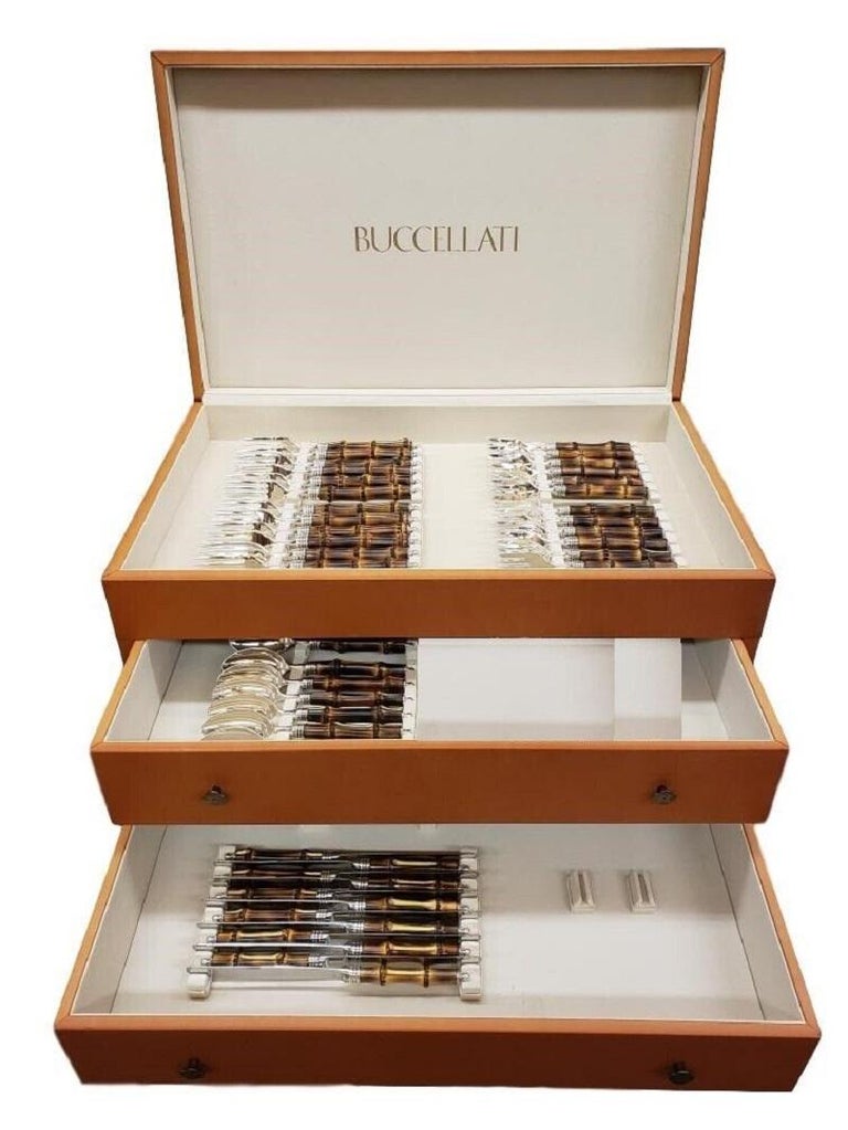 Tahiti by Buccellati Italy Silver Flatware Set Service 60 Pcs Dinner ...