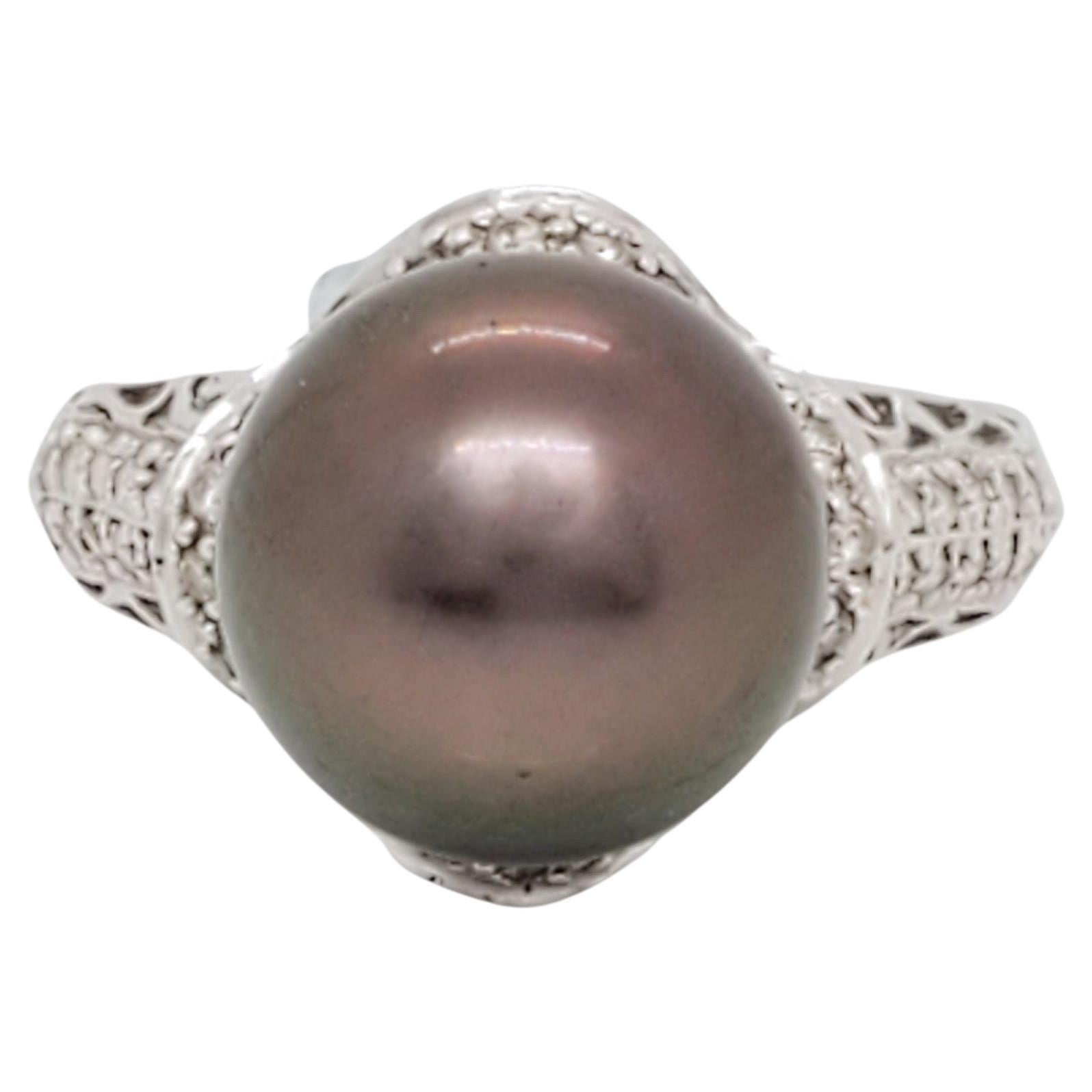 Unique Tahitian Pearl Ring with Diamond Pave Frogs at 1stDibs | pave ...