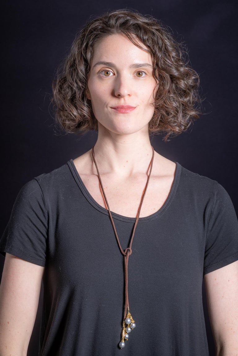 Tahitian Pearl and 18K Gold Lariat Necklace on Suede, by Deborah ...