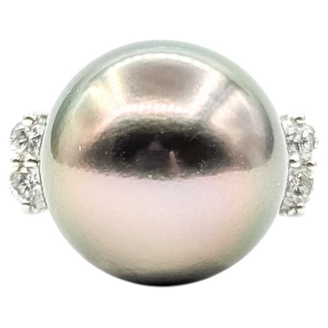Tahitian Pearl and Diamond Cocktail Ring in Platinum For Sale at 1stDibs