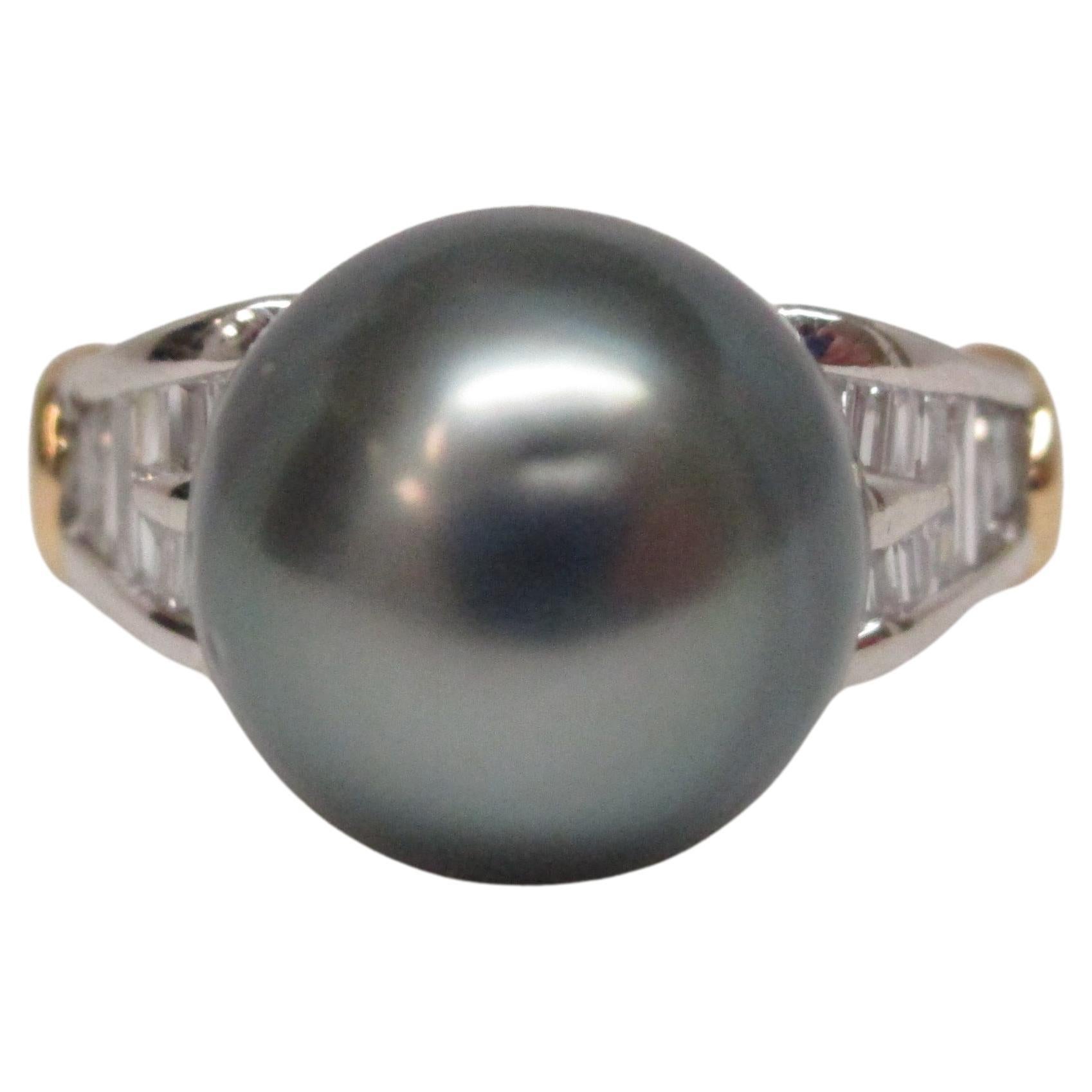 Platinum, Cultured Pearl, Tahitian Black Cultured Pearl and Diamond ...