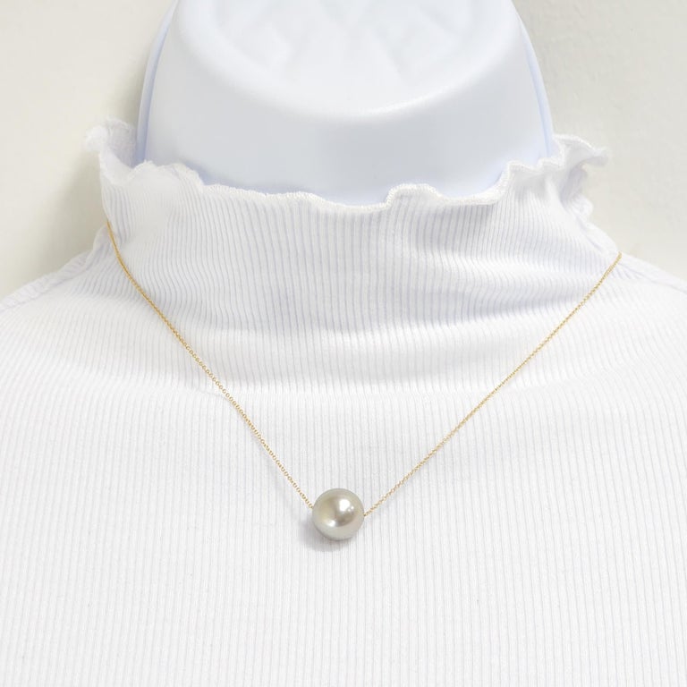 Tahitian Pearl Solitaire Pendant Necklace in 18k Yellow Gold For Sale ...