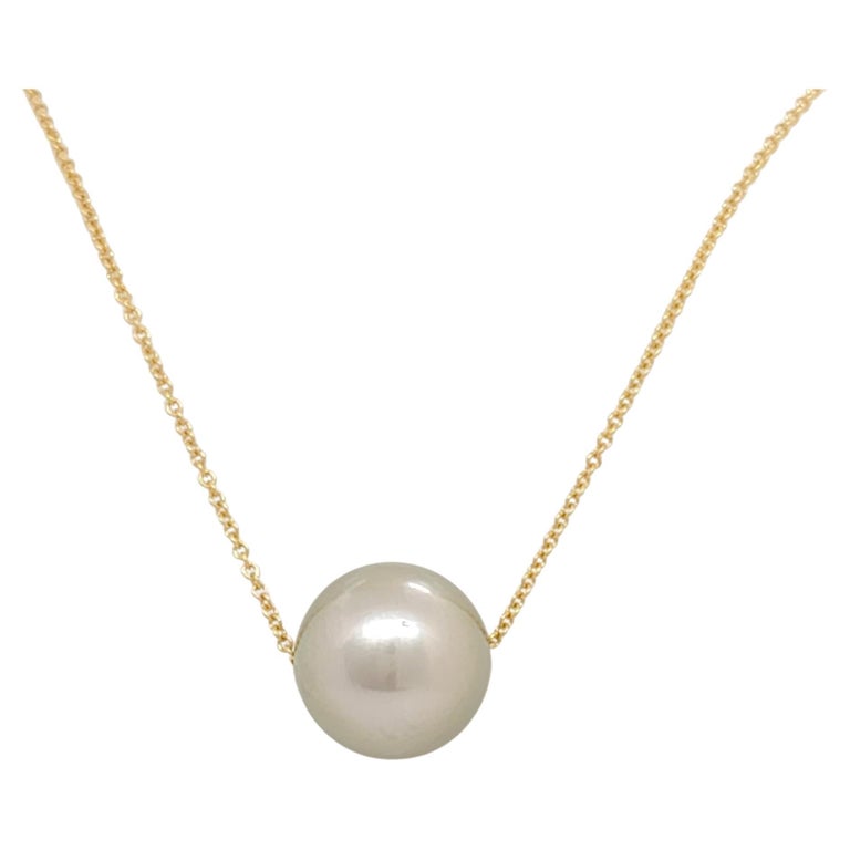 Tahitian Pearl Solitaire Pendant Necklace in 18k Yellow Gold For Sale ...