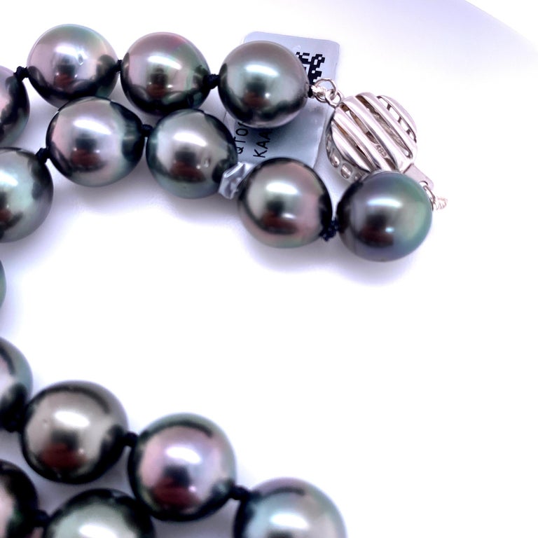Tahitian Strain Pearl Strand Necklace 14 Karat White Gold For Sale at ...