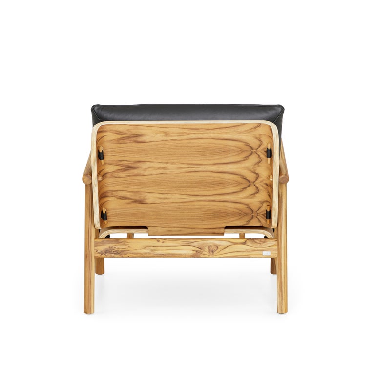 Tai Armchair in Teak with Black Leather For Sale at 1stDibs