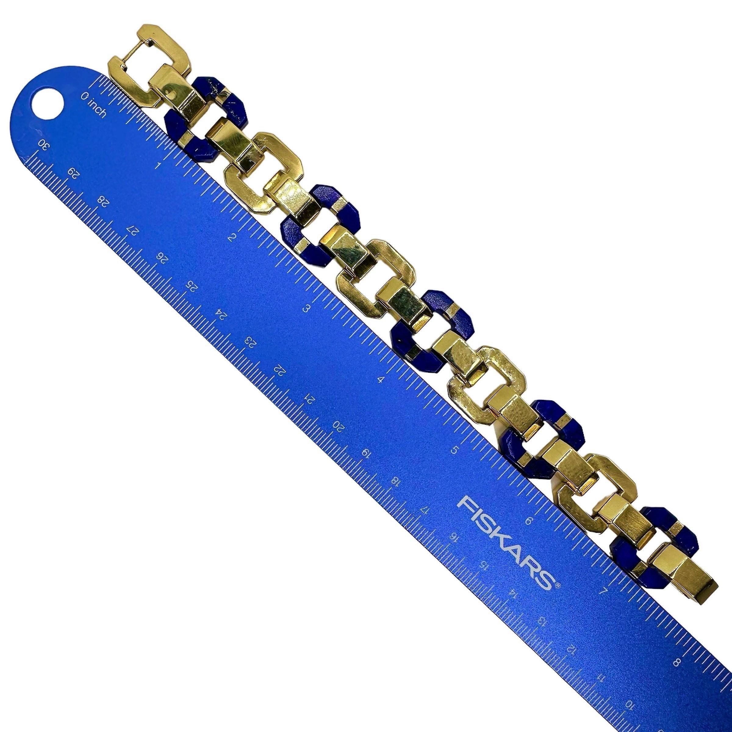 Tailored Geometric Link 18K Yellow Gold and Lapis-Lazuli Bracelet For ...
