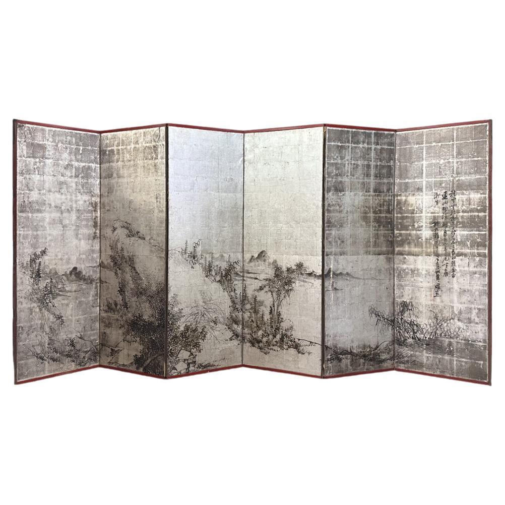 Meiji Period Silver Oxidized Screen For Sale at 1stDibs