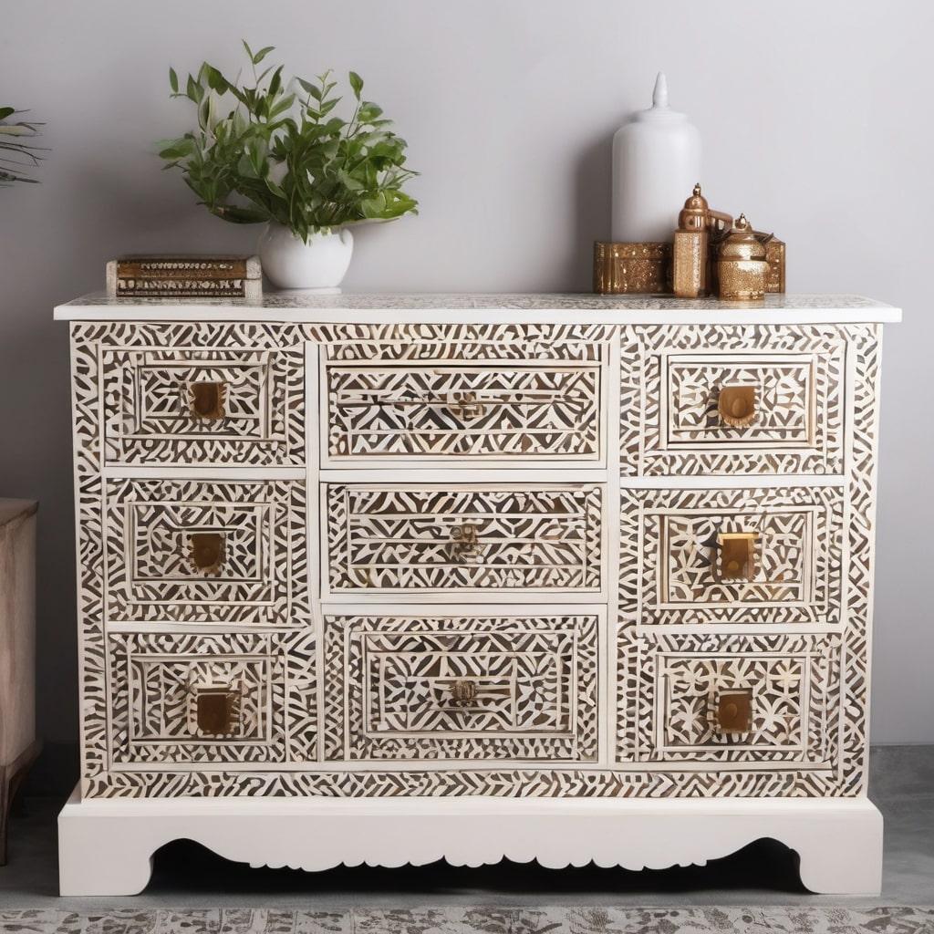 Taj - Ai Designed Bone Inlay Cabinet For Sale at 1stDibs