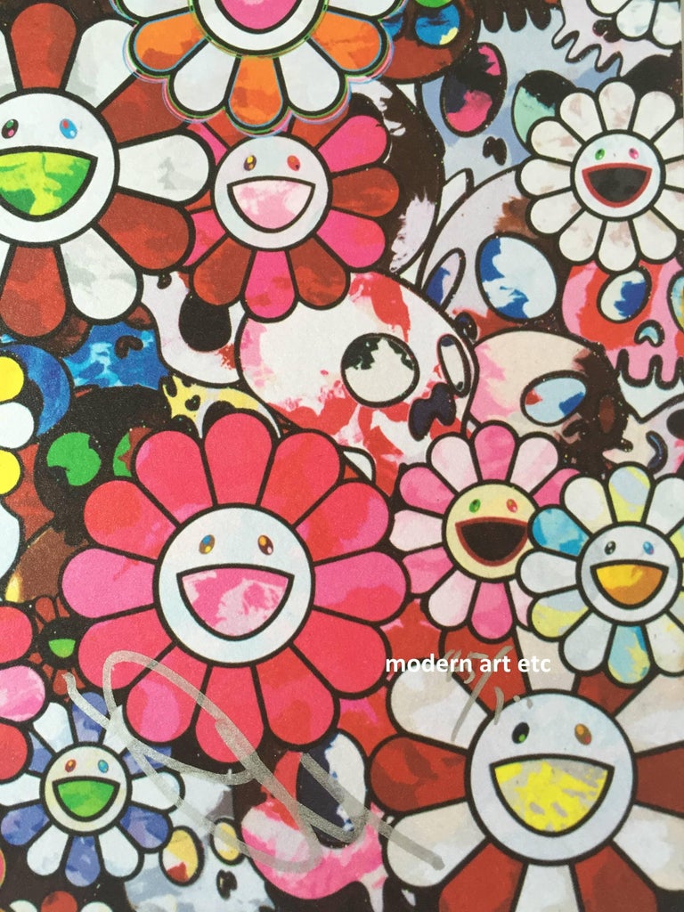 Takashi Murakami - Murakami print of iconic flowers and skulls, red ...