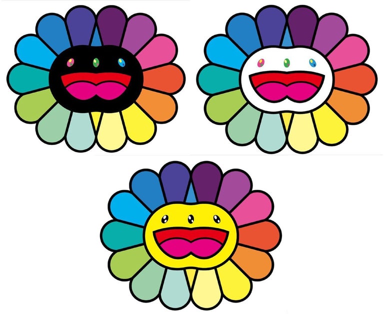 Takashi Murakami - Set of Three Multicolor Doubleface, Silkcreen Prints ...