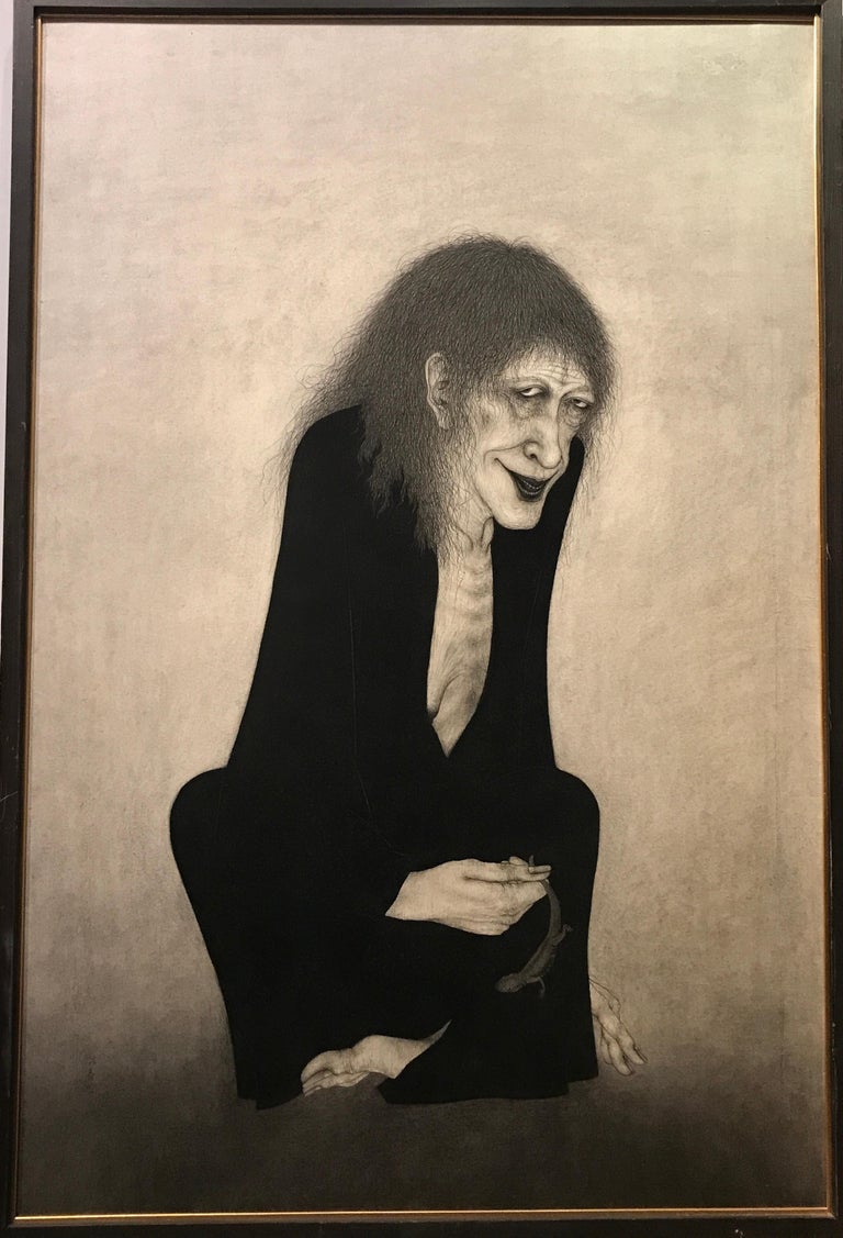 Takashi Saito - Japanese woman holding a lizard For Sale at 1stDibs