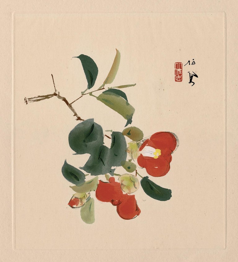 Takeuchi Seiho - Red Camelia at 1stDibs