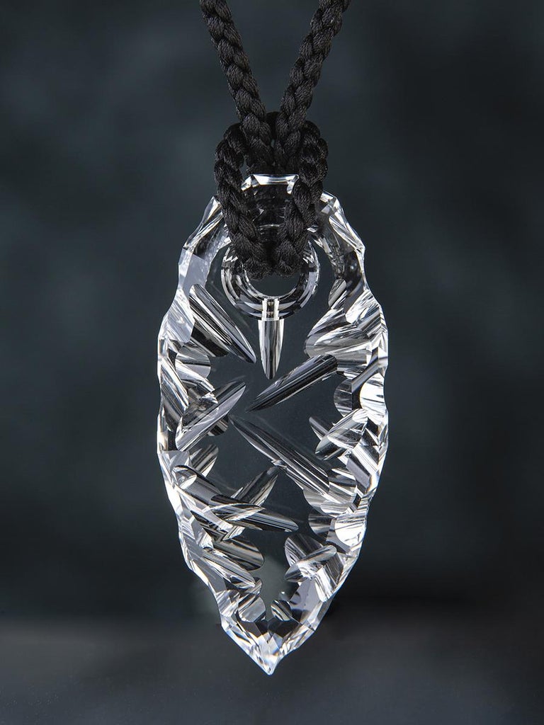 Talisman V Rock Crystal Pendant Gem Mens Necklace For Sale at 1stDibs