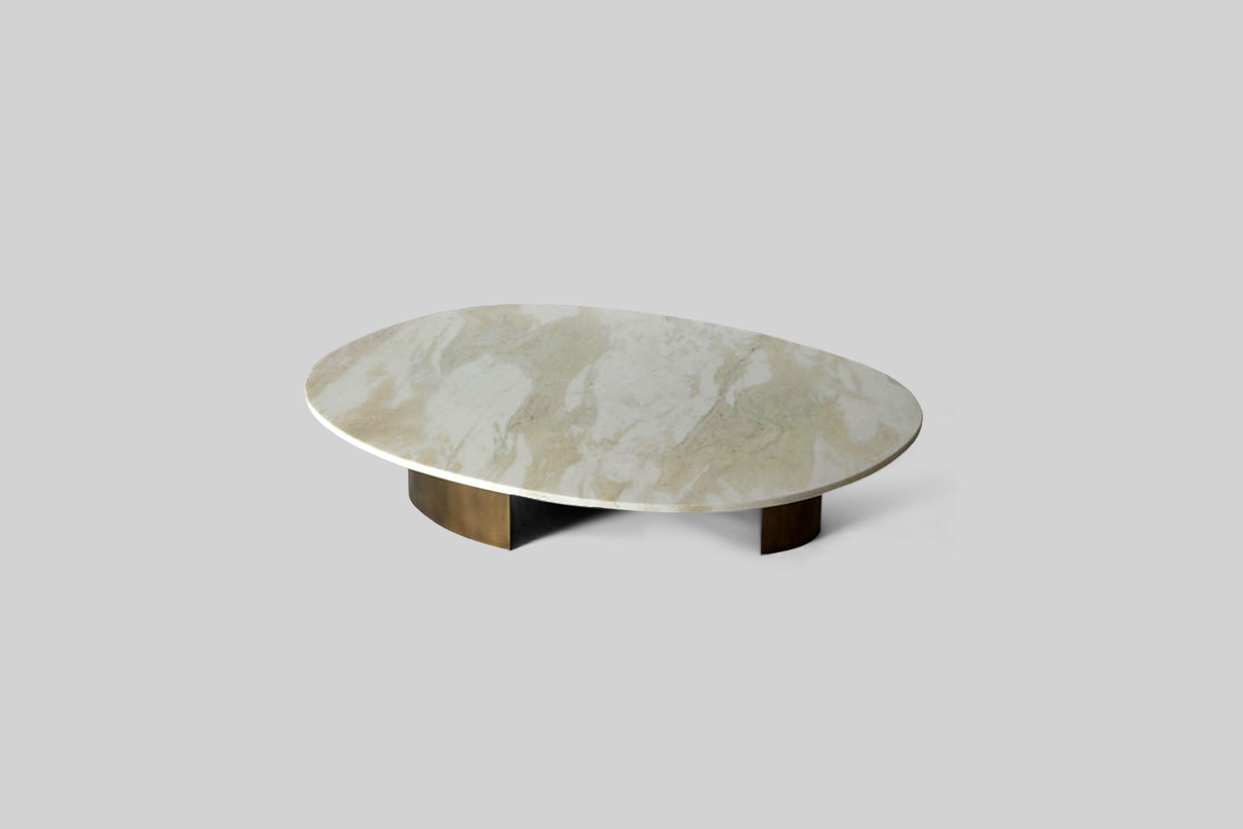 Teardrop Stone and Gold Painted Steel Base Coffee Table by ATRA For ...