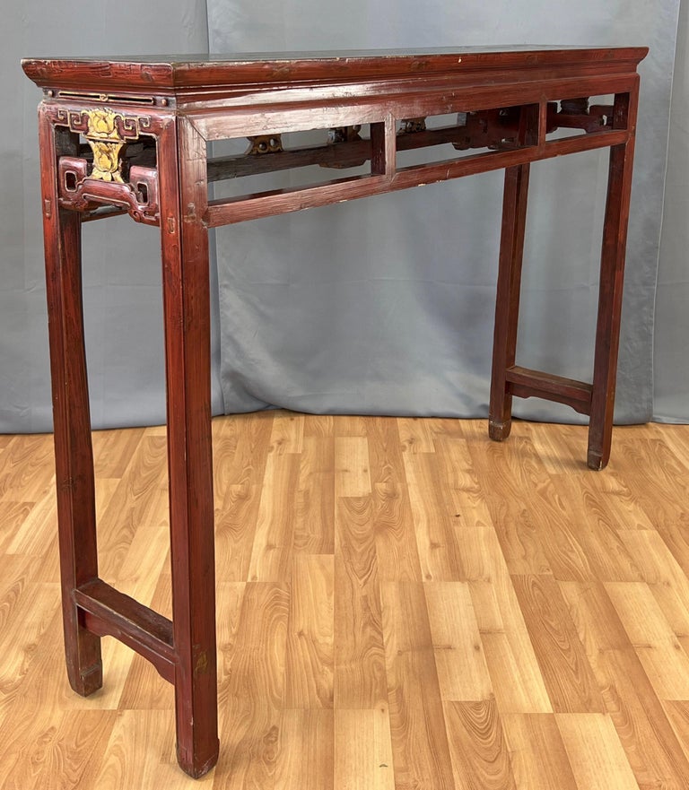 Tall 19th Century Chinese Red Lacquer Altar Table Qing Dynasty Era For ...