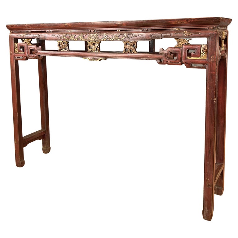 Tall 19th Century Chinese Red Lacquer Altar Table Qing Dynasty Era For ...