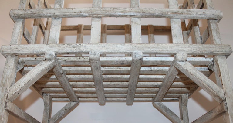 Tall 19th Century White Washed Basket on Legs at 1stDibs