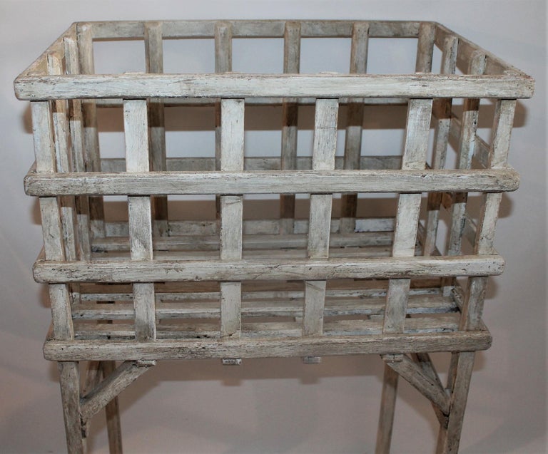 Tall 19th Century White Washed Basket on Legs at 1stDibs