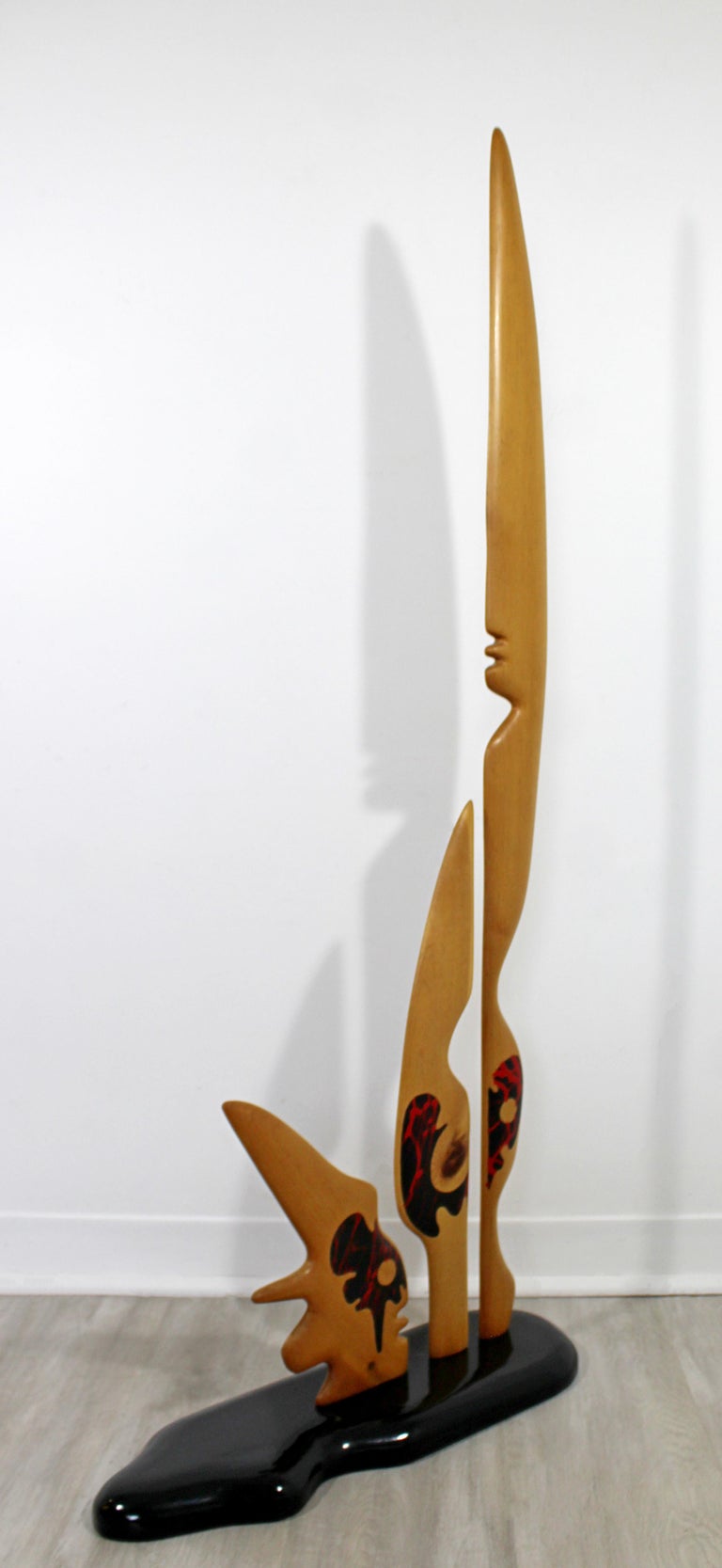 Tall African Stone Tribute Painted Wood Figurative Table Sculpture ...