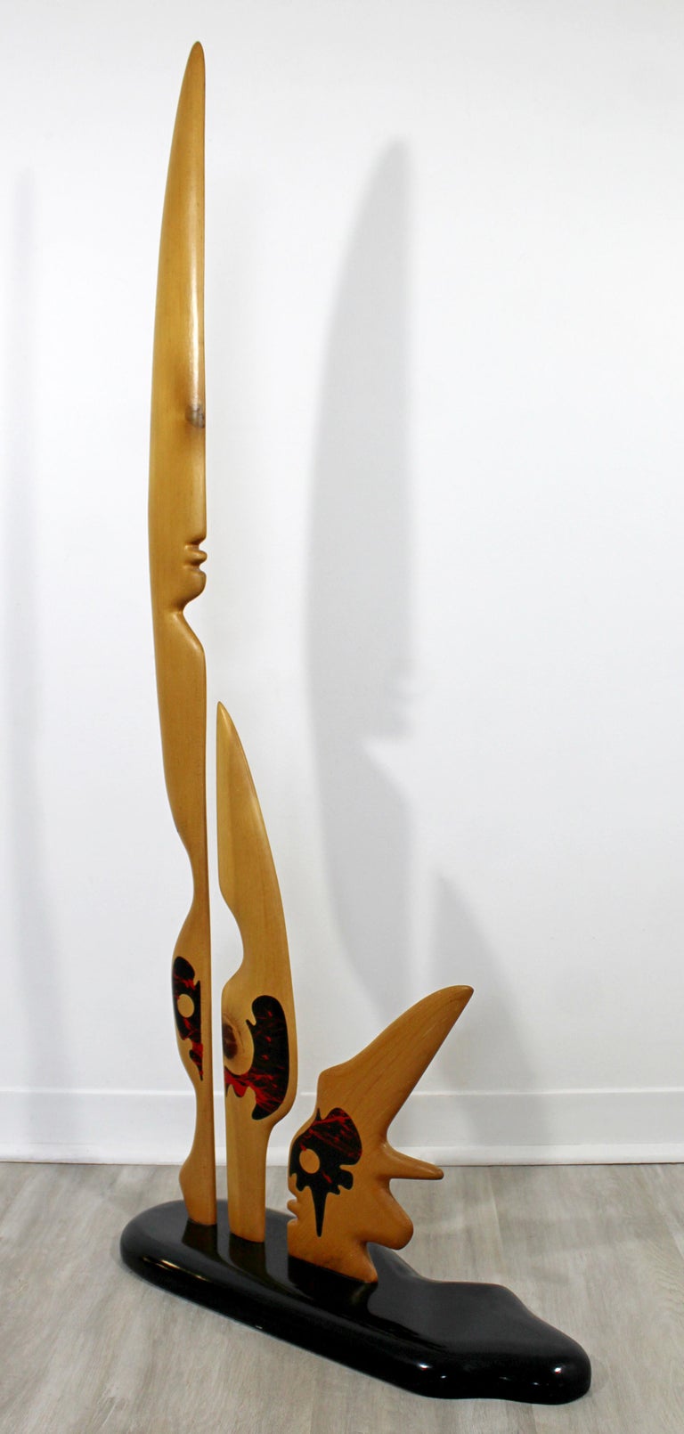 Tall African Stone Tribute Painted Wood Figurative Table Sculpture ...