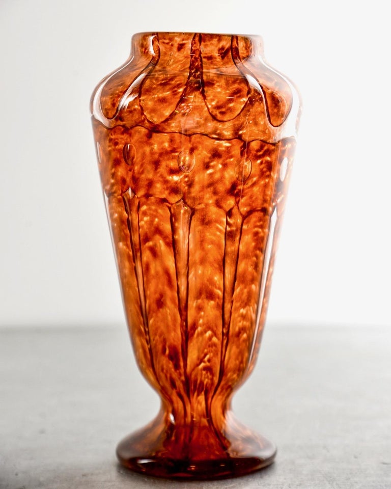 Tall Amber Color Signed Verlys Vase at 1stDibs