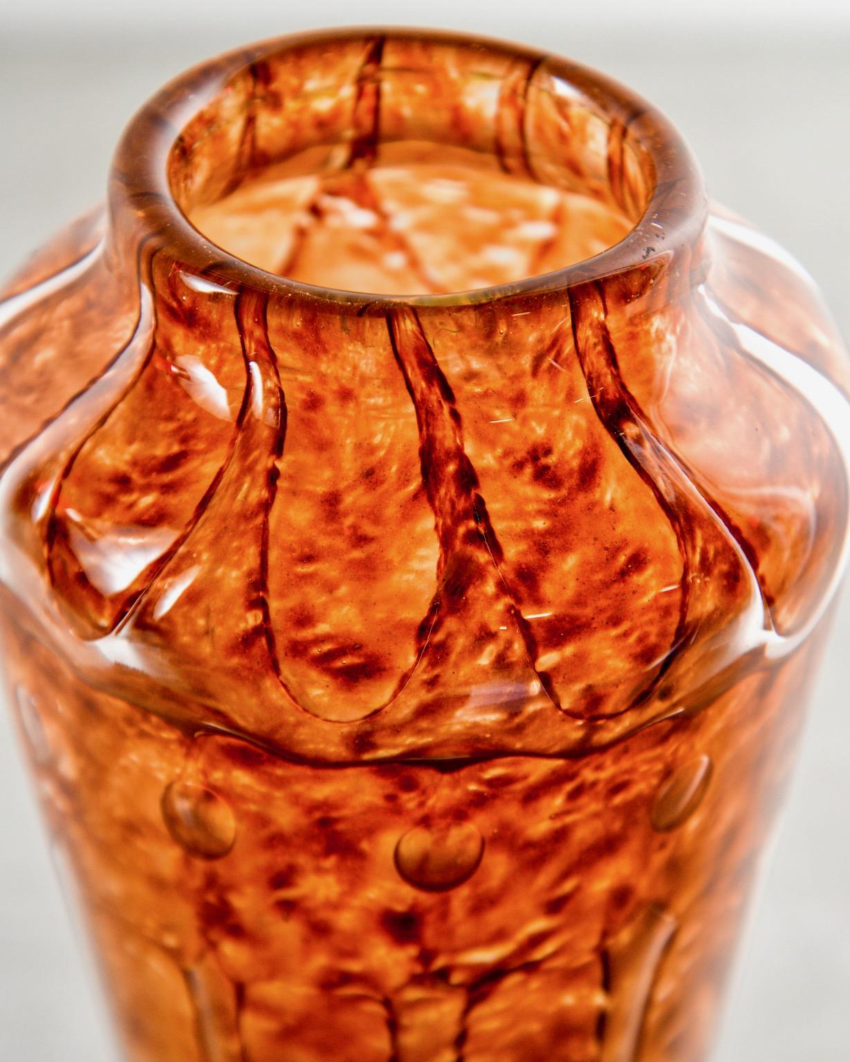 Tall Amber Color Signed Verlys Vase at 1stDibs