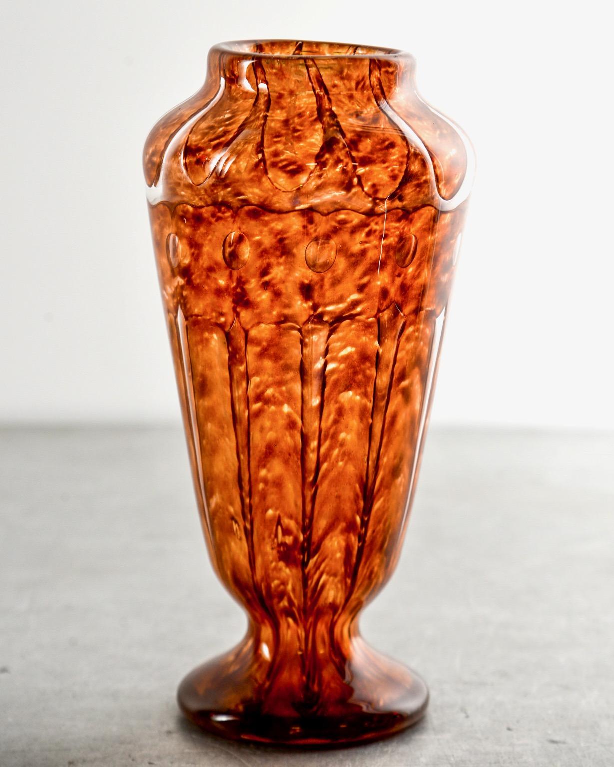 Tall Amber Color Signed Verlys Vase at 1stDibs