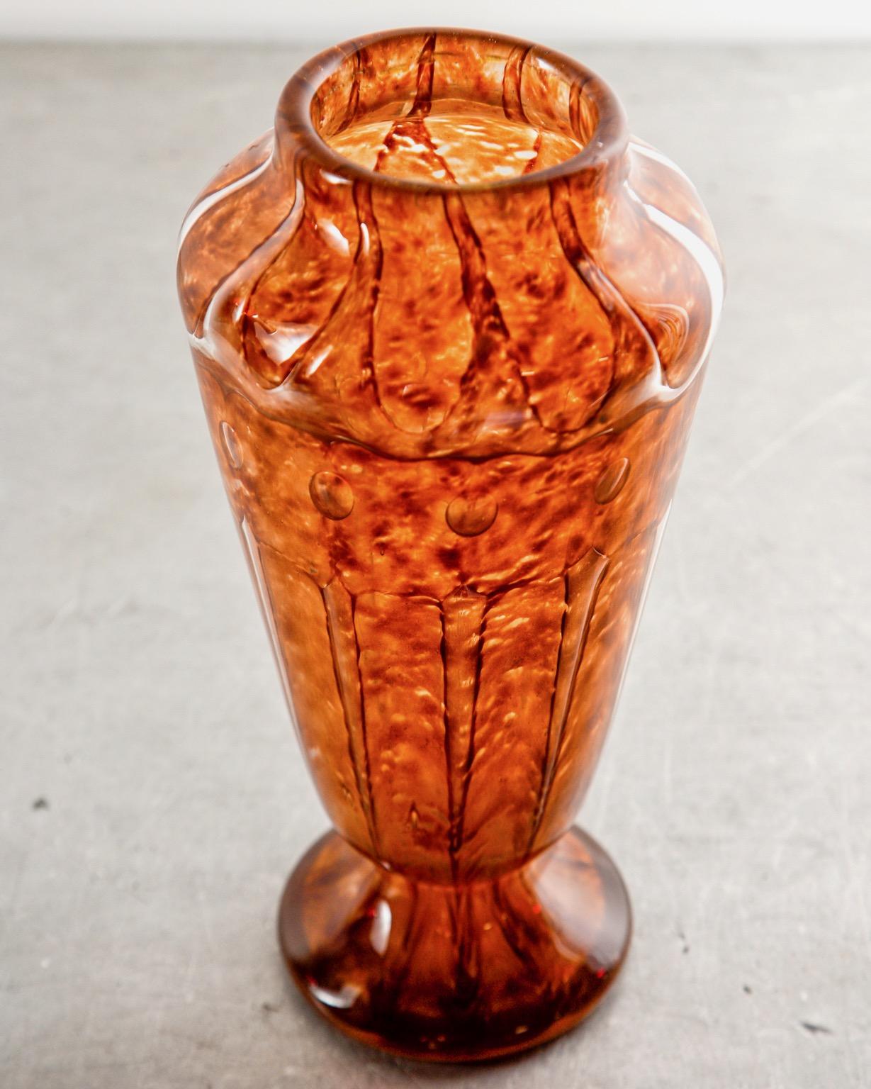 Tall Amber Color Signed Verlys Vase at 1stDibs