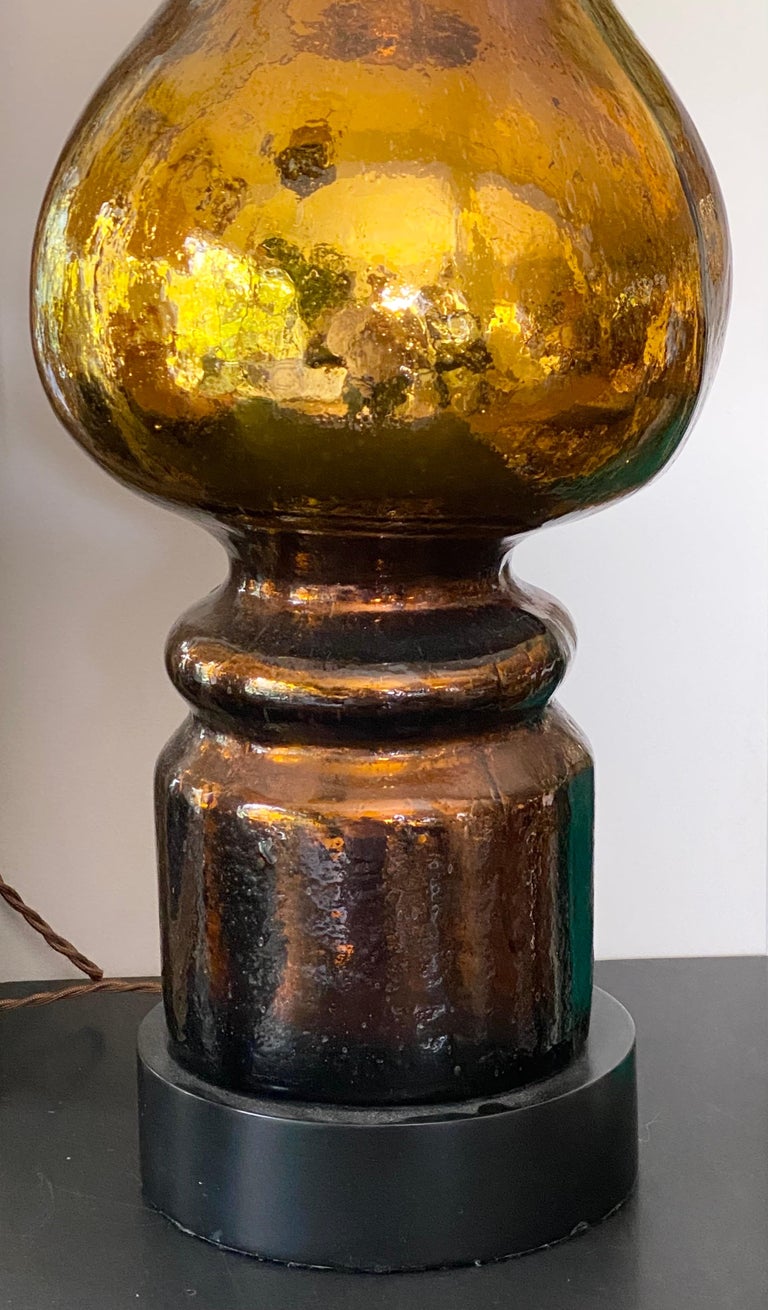 Tall Amber Mercury Glass Lamp For Sale at 1stDibs