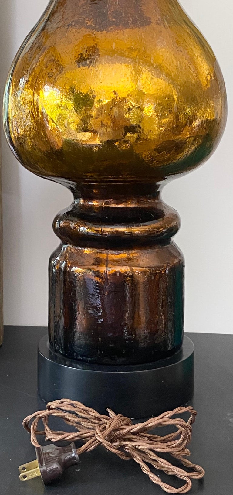 Tall Amber Mercury Glass Lamp For Sale at 1stDibs