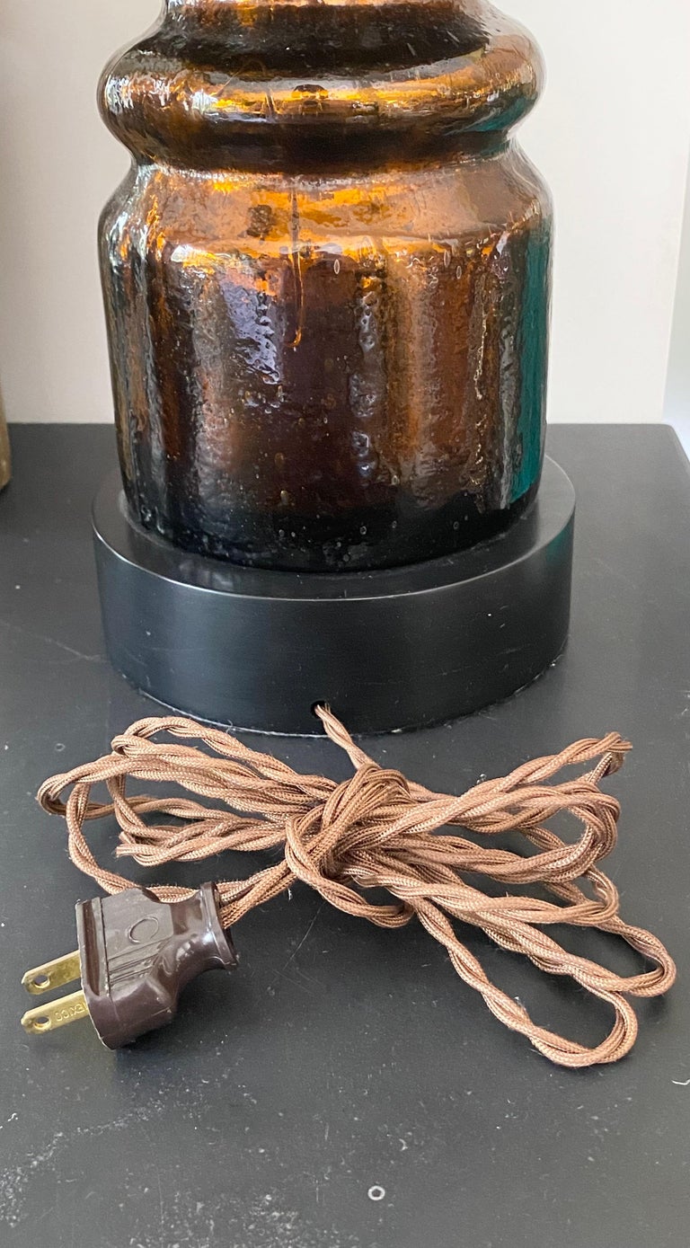 Tall Amber Mercury Glass Lamp For Sale at 1stDibs