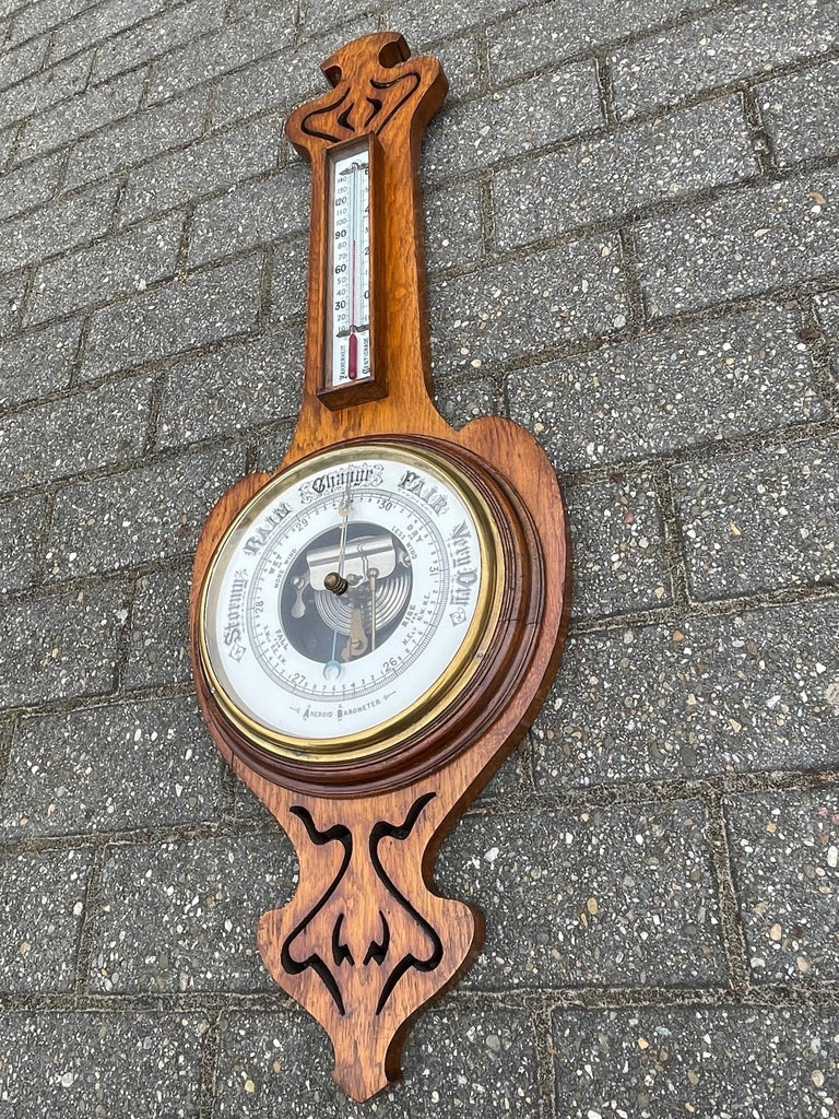 Tall and Fine Condition Antique English Carved Oak and Porcelain Wall ...