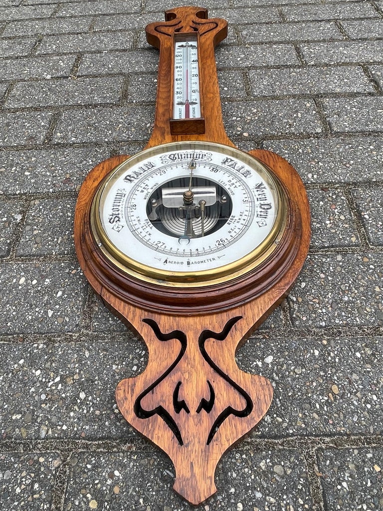 Tall and Fine Condition Antique English Carved Oak and Porcelain Wall ...