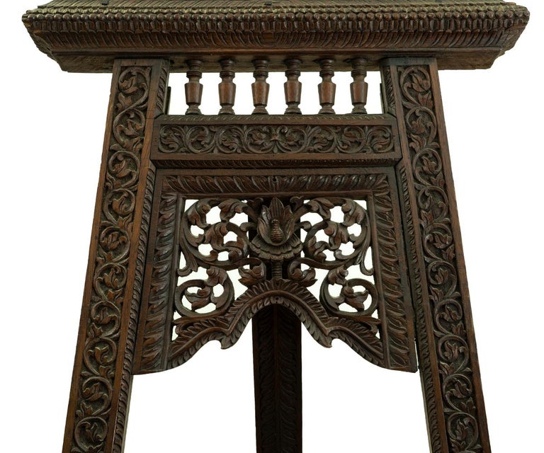 Tall Antique Asian Easel with Extraordinary Carvings For Sale at ...