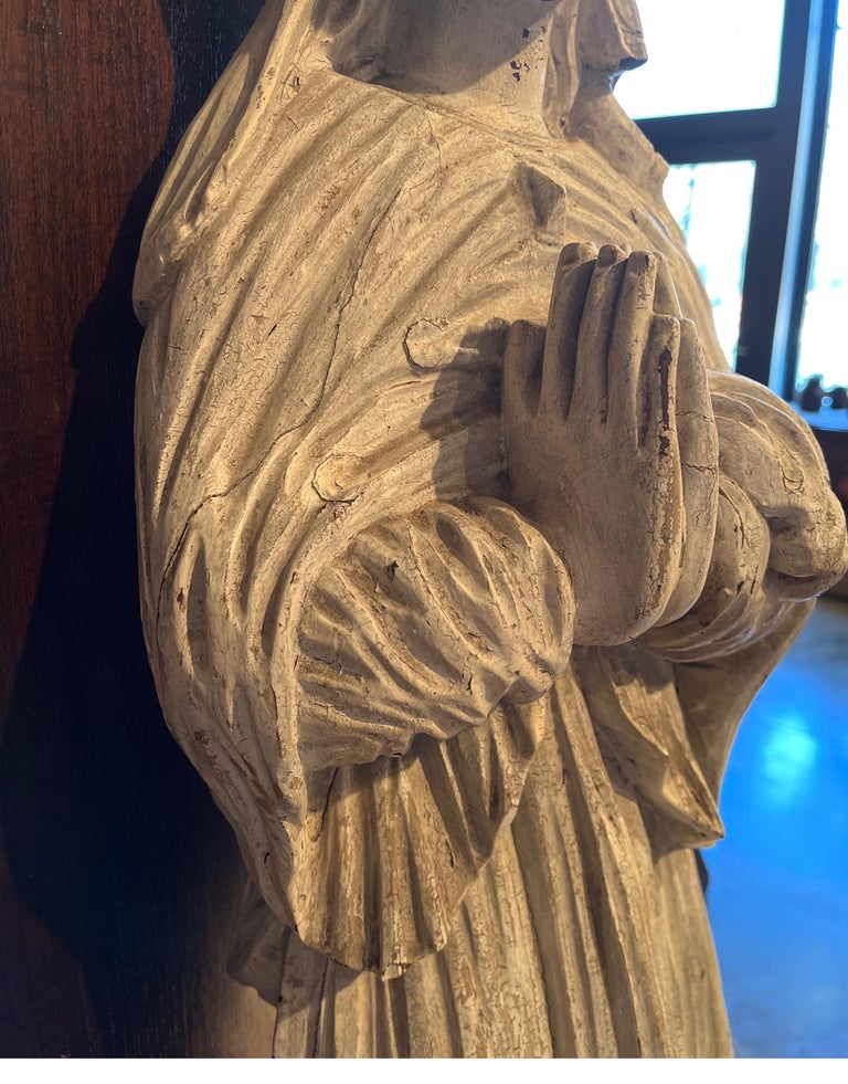 Tall Antique European Carved Madonna For Sale at 1stDibs