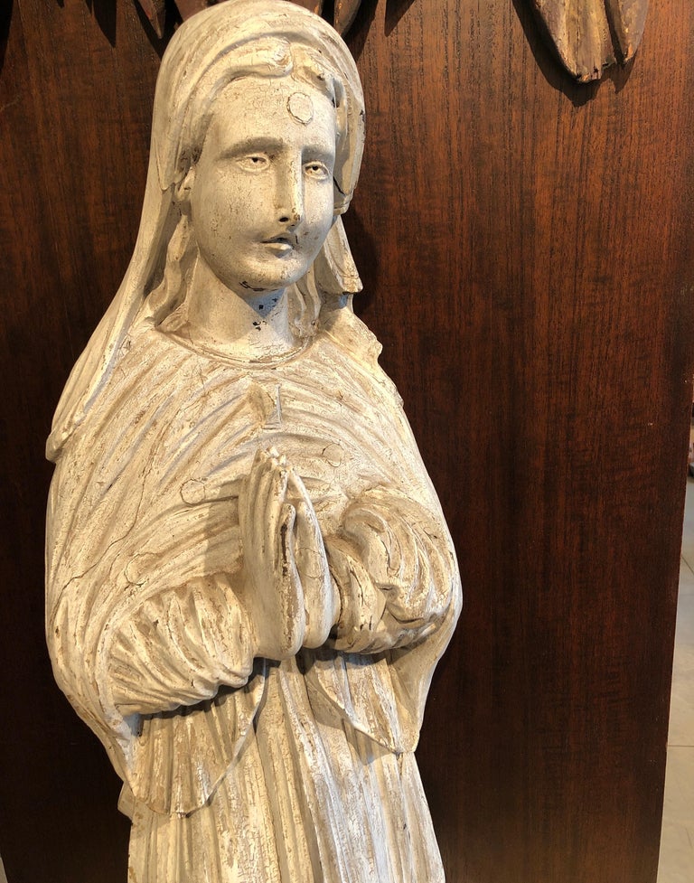 Tall Antique European Carved Madonna For Sale at 1stDibs